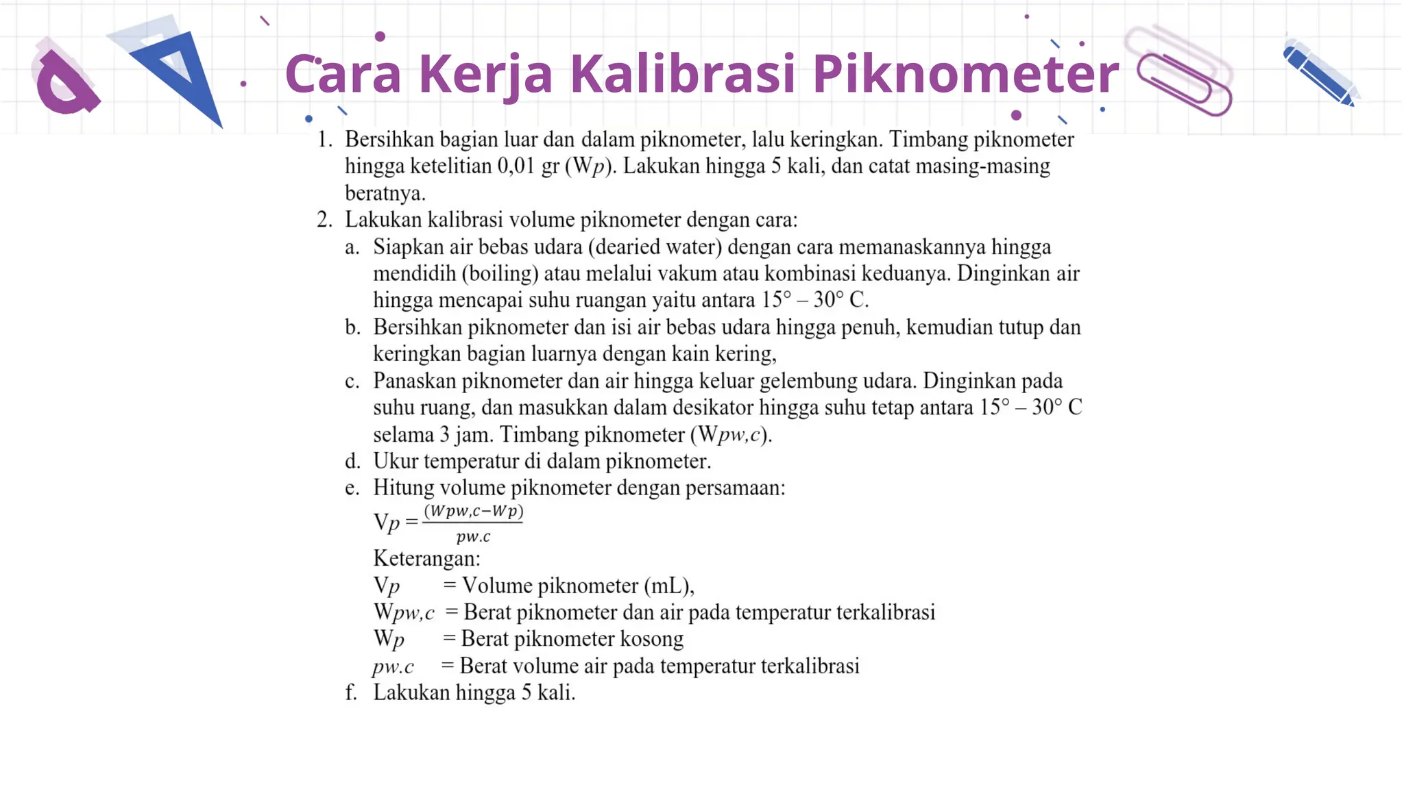 Kalibrasi Piknometer untuk mata kuliah kalibrasi | PPTX