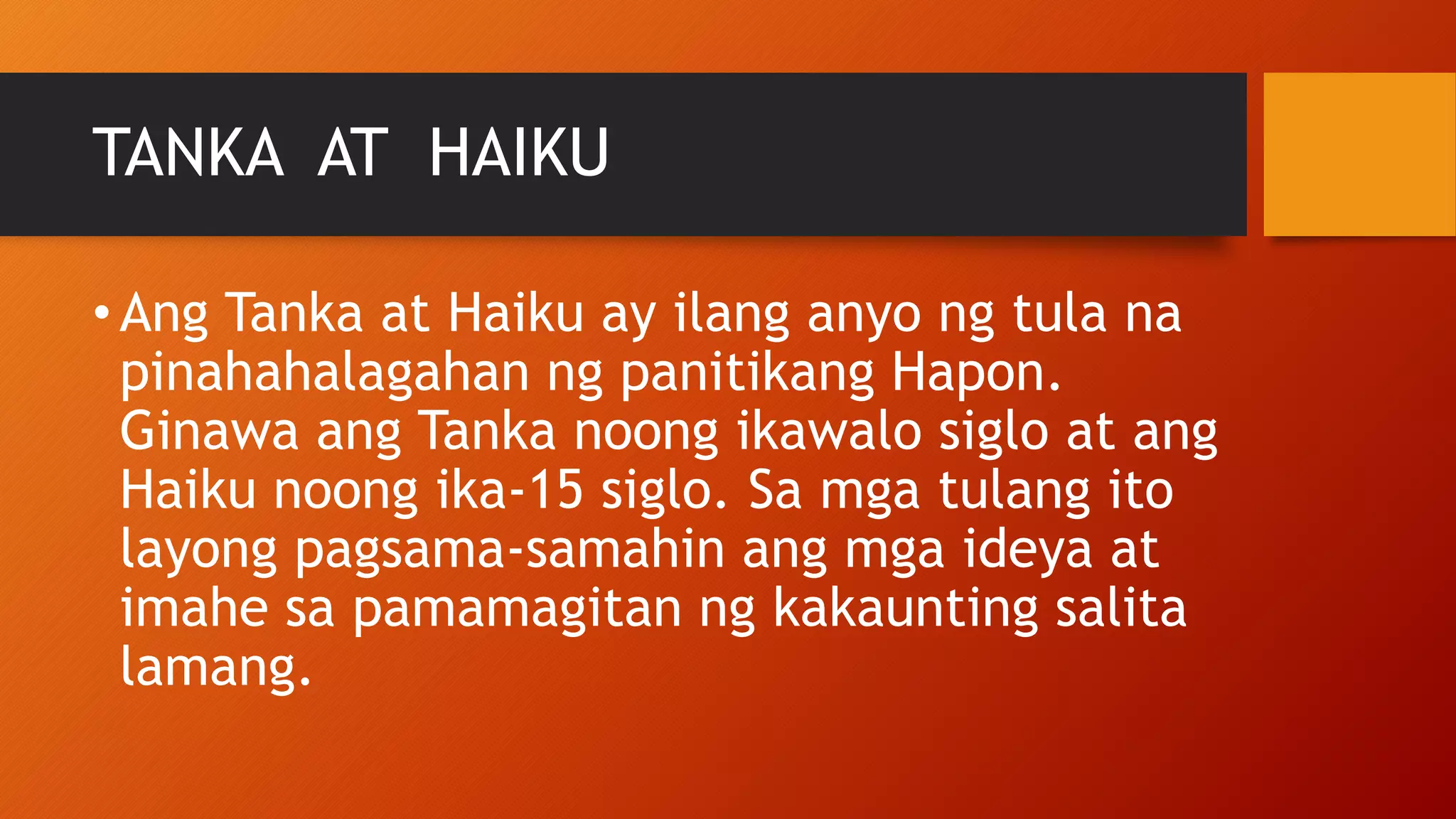 Kaligirang pangkasaysayan ng tanka at haiku | PPTX