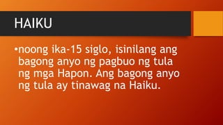 Kaligirang pangkasaysayan ng tanka at haiku | PPTX