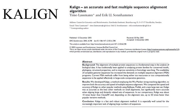 Kalign Bioinformatic tool for Multiple sequence alignment | PPT