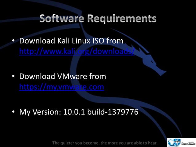 Kali Linux Installation - VMware | PPTX | Operating Systems | Computer Software and Applications