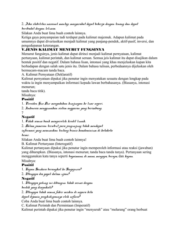 Kalimat dalam bahasa indonesia | DOC