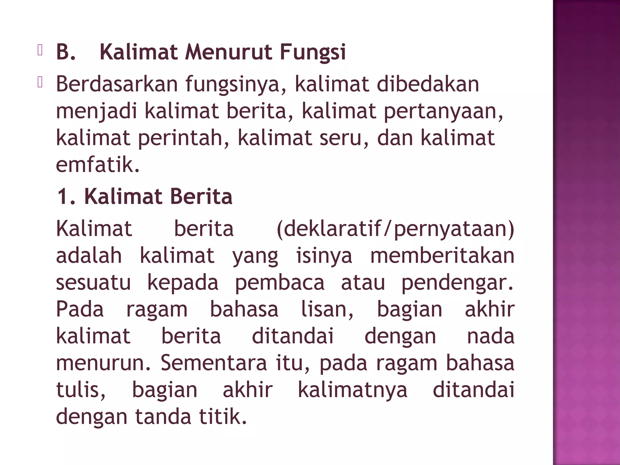 Kalimat Dalam Bahasa Indonesia | PPT