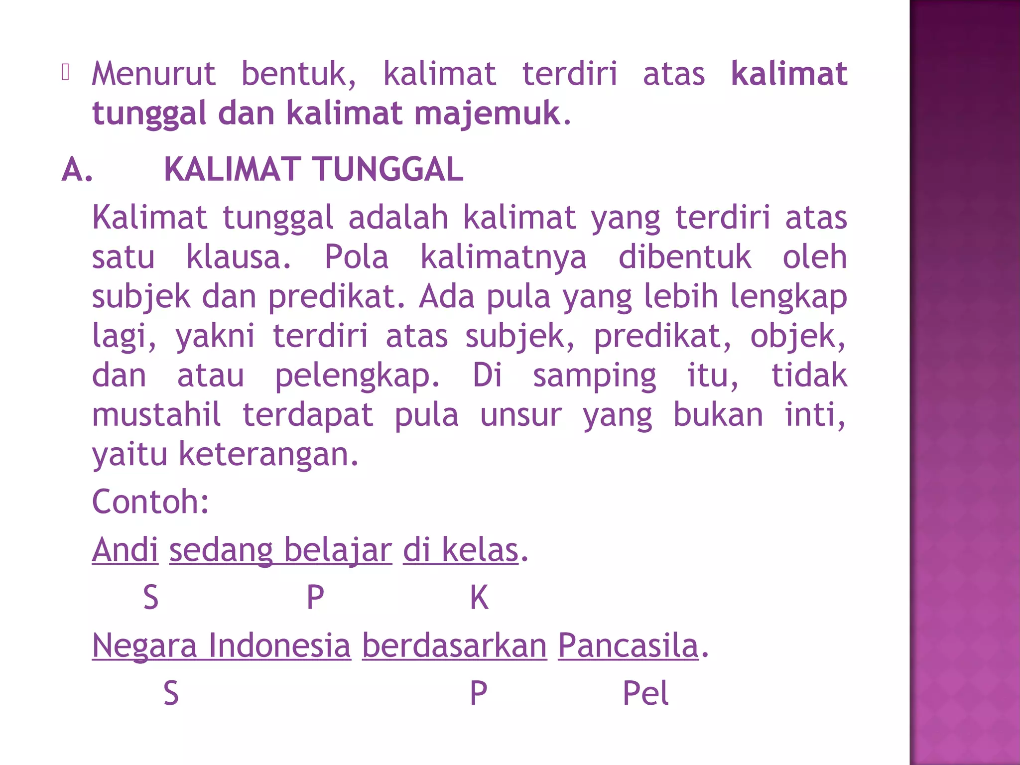 Kalimat Dalam Bahasa Indonesia | PPT