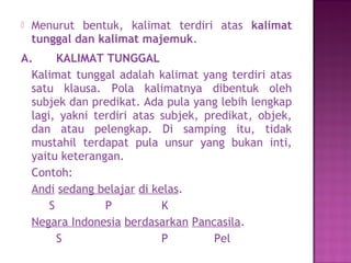 Kalimat Dalam Bahasa Indonesia | PPT