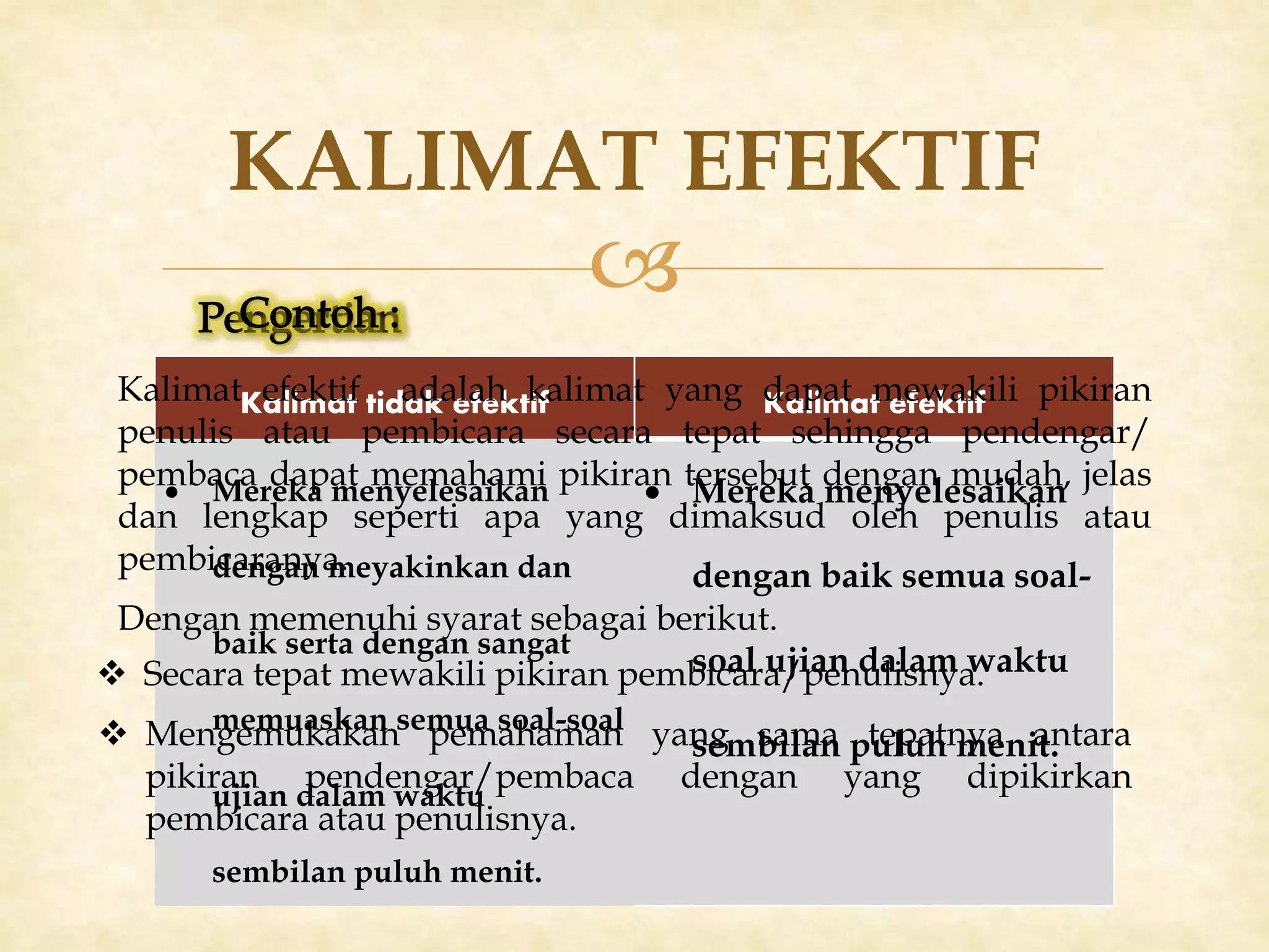 Kalimat efektif present | PPTX