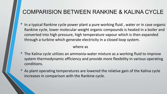 Kalina cycle | PPTX | Power and Energy Industry | Industries