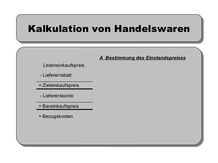 Kalkulation handelswaren