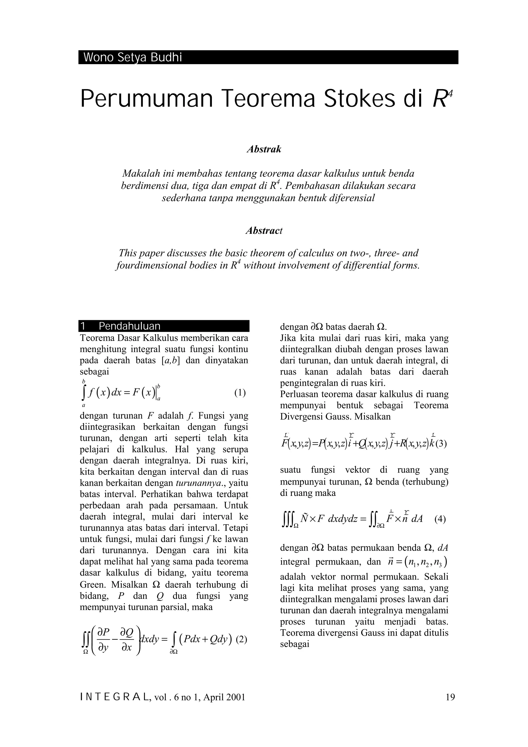 K alkulus perumuman teorema stokes | PDF