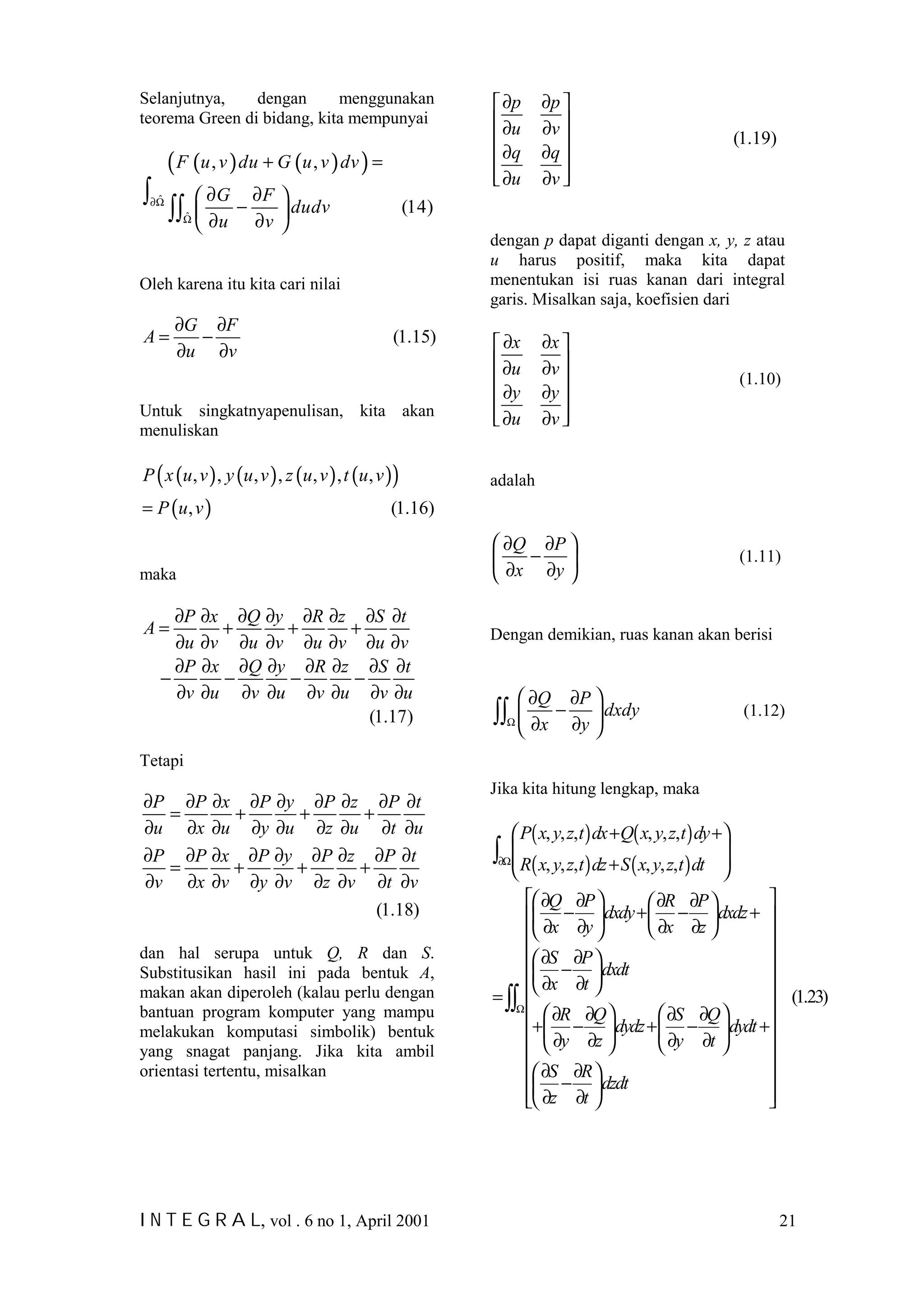 K alkulus perumuman teorema stokes | PDF
