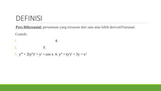 KALKULUS 3 UNTUK TEKNIK (Pendahuluan Persamaan Differensial ( PD ...