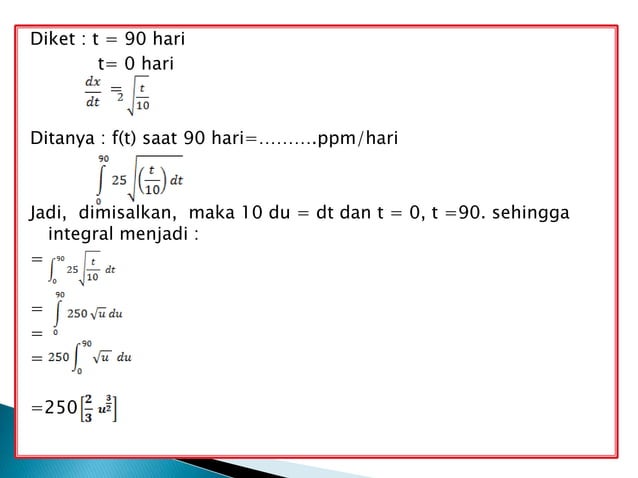 Aplikasi integral dalam menghitung banyak polutan yang masuk ke ...
