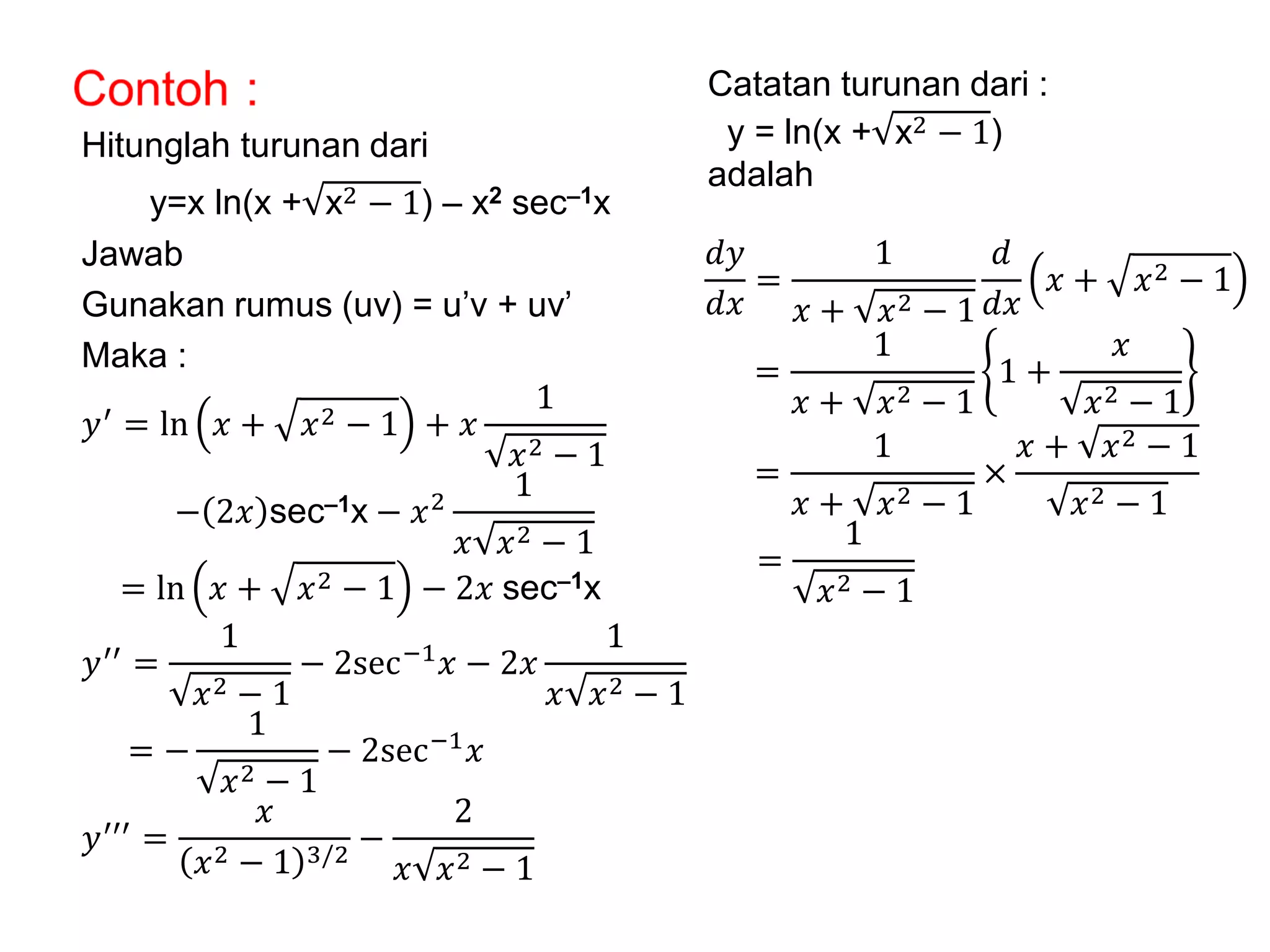 Kalkulus modul 3b turunan fungsi transendent | PDF