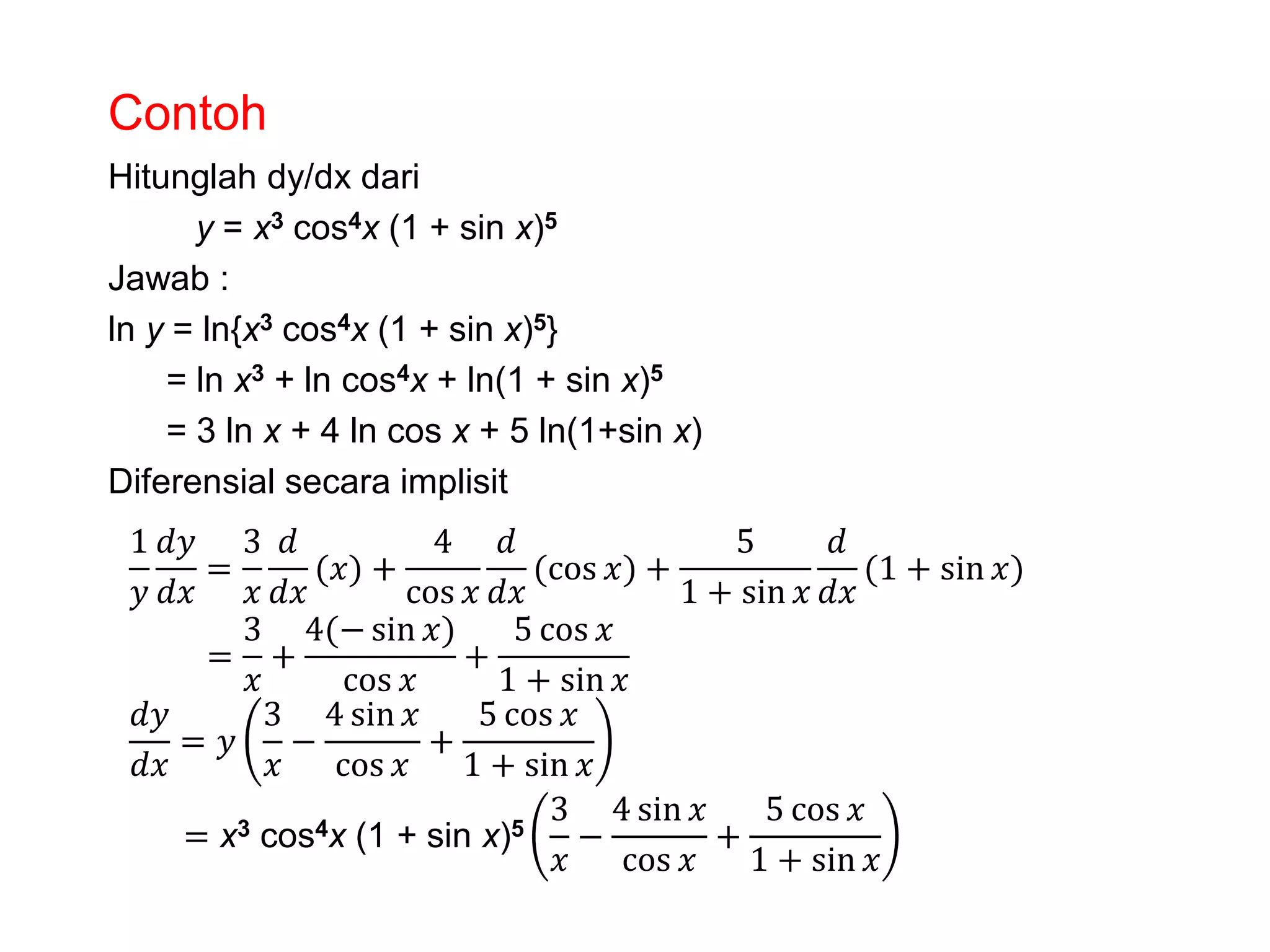 Kalkulus modul 3b turunan fungsi transendent | PDF