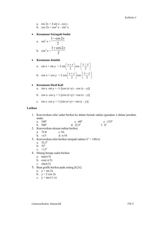 Kalkulus modul vii fungsi trigonometri | PDF