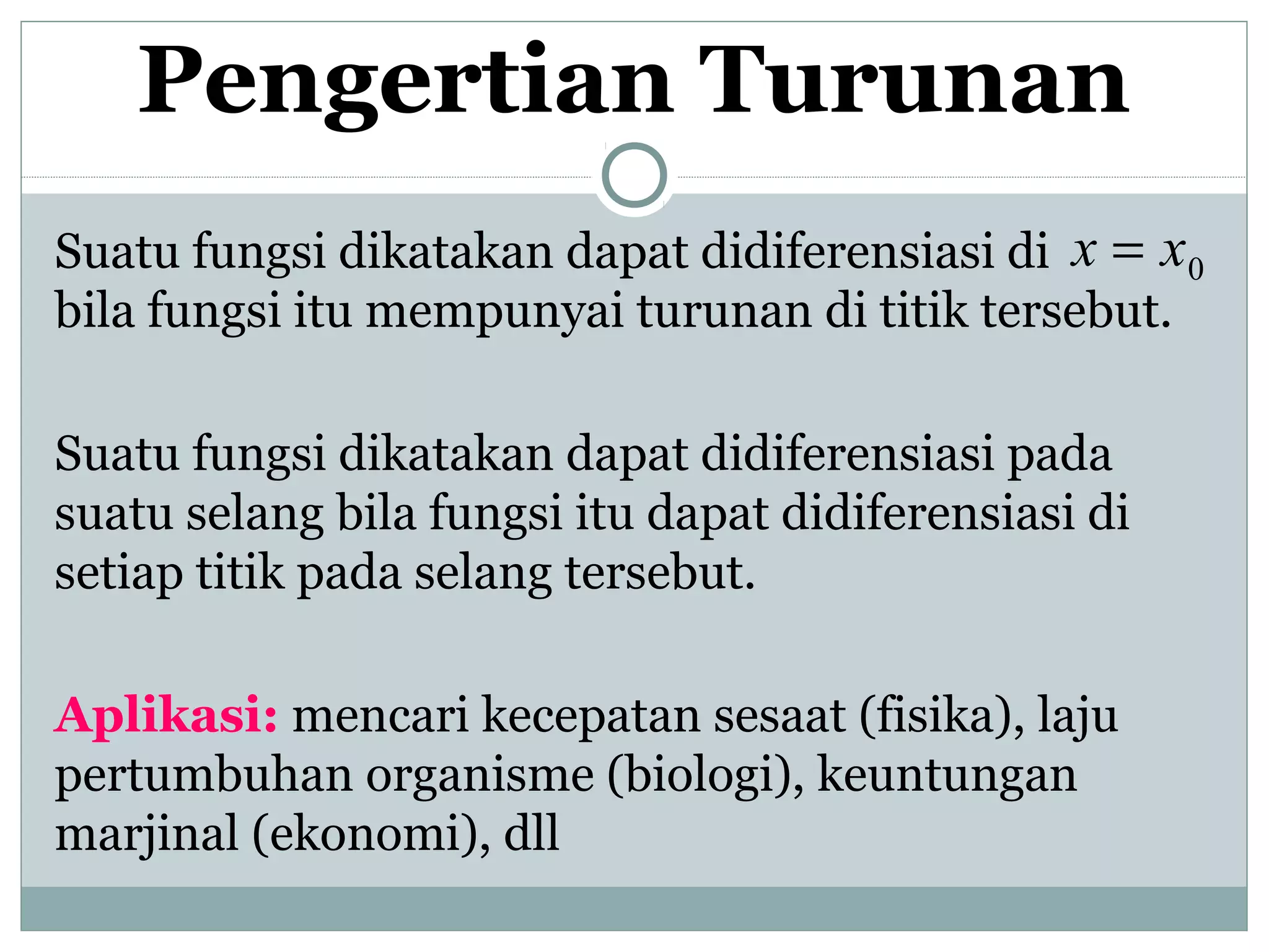 Kalkulus turunan dan integral | PPT