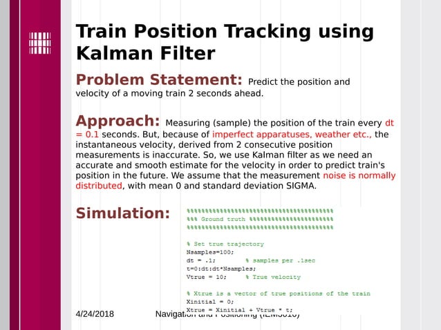 Kalman Filter Presentation | PDF | Physics | Science