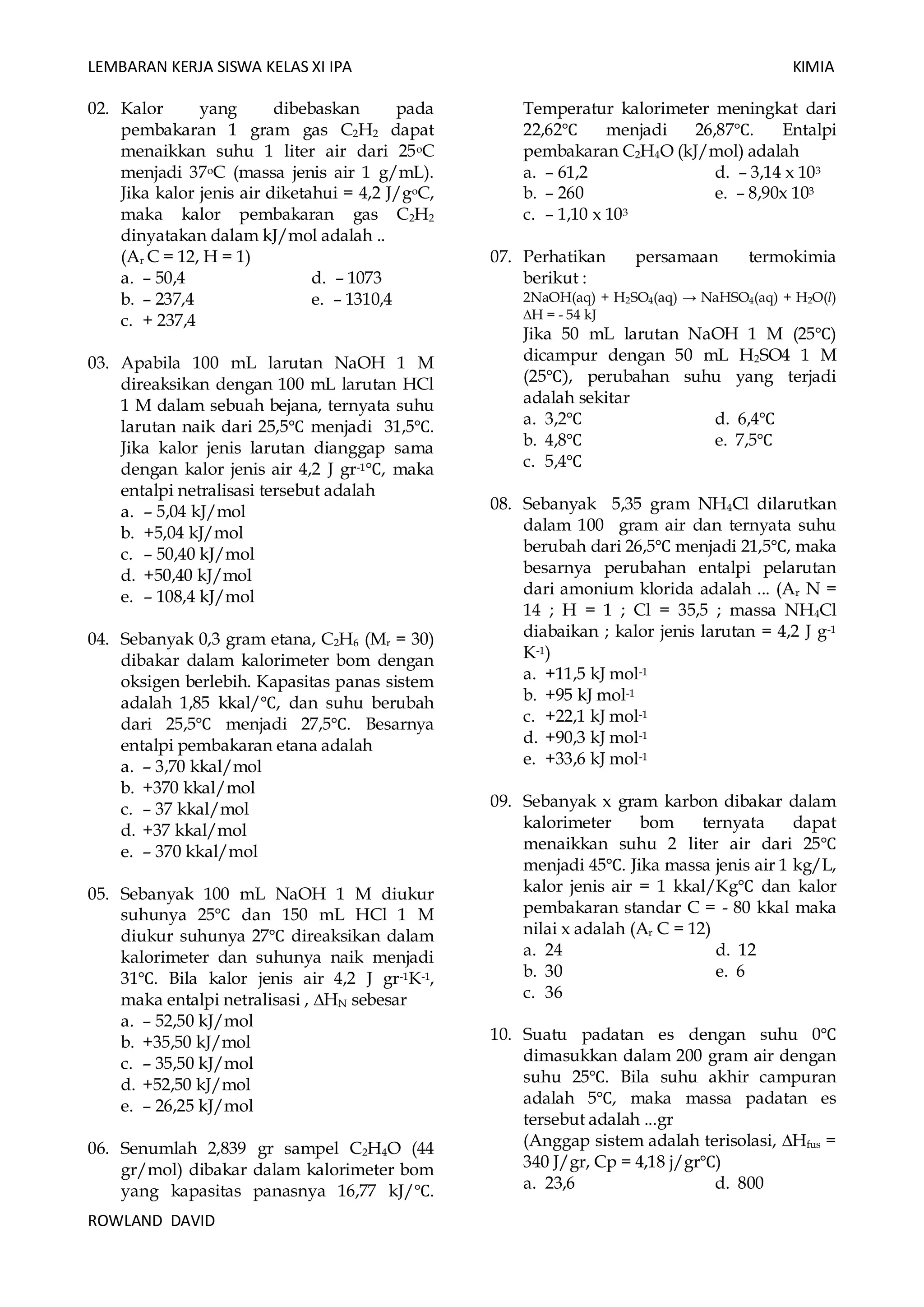 Kalorimeter sederhana | PDF
