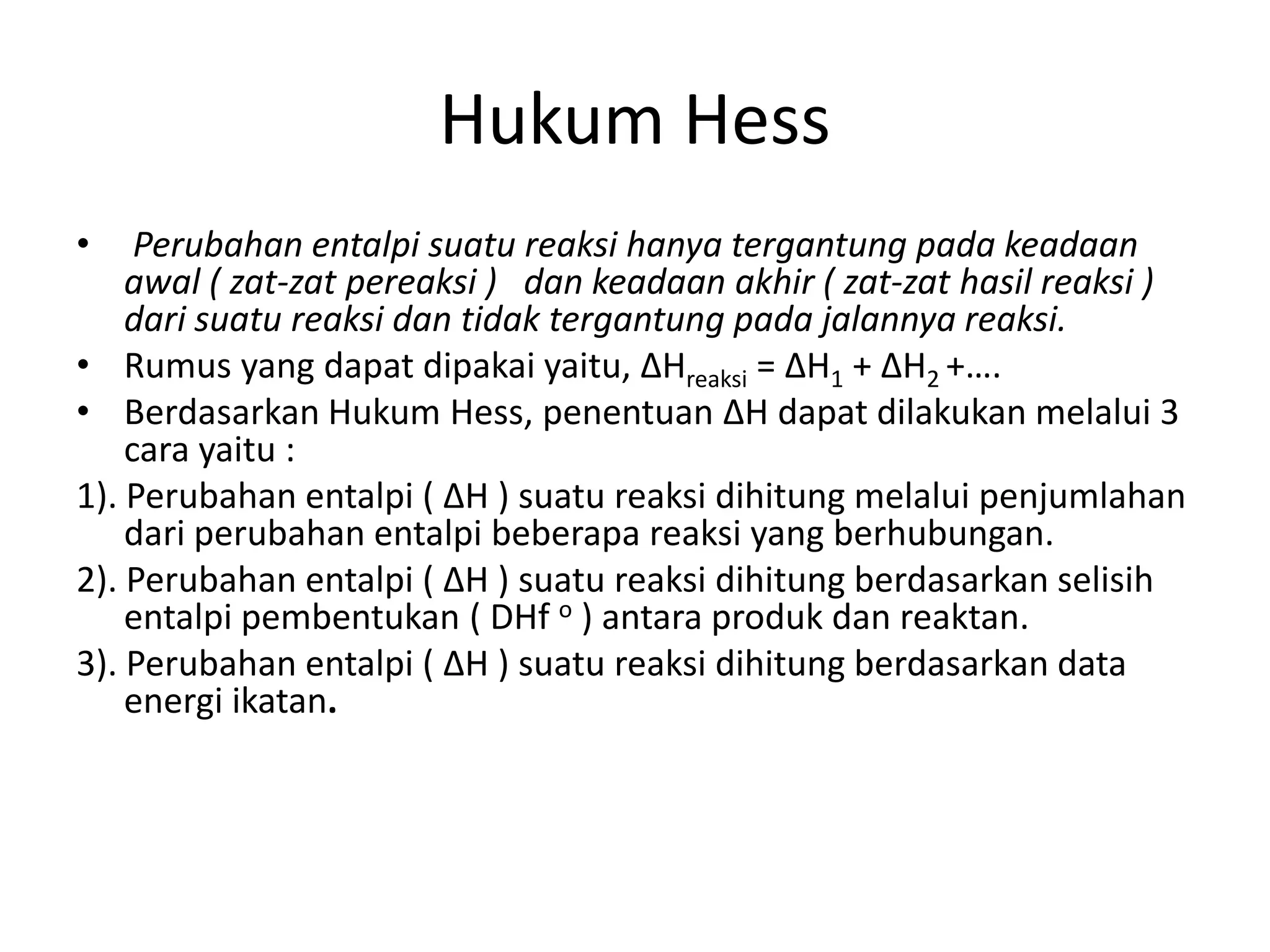 ppt Kalor reaksi, hukum hess dan energi ikatan | PPTX