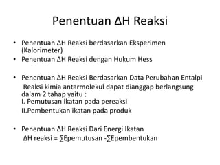 ppt Kalor reaksi, hukum hess dan energi ikatan | PPTX
