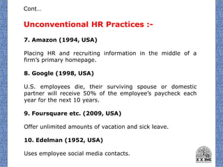 Unconventional Human Resources Practices for Sustainability : An ...