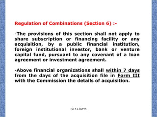 Role of Competition Commission of India in Governance of Combination | PPT