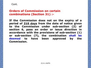 Role of Competition Commission of India in Governance of Combination | PPT