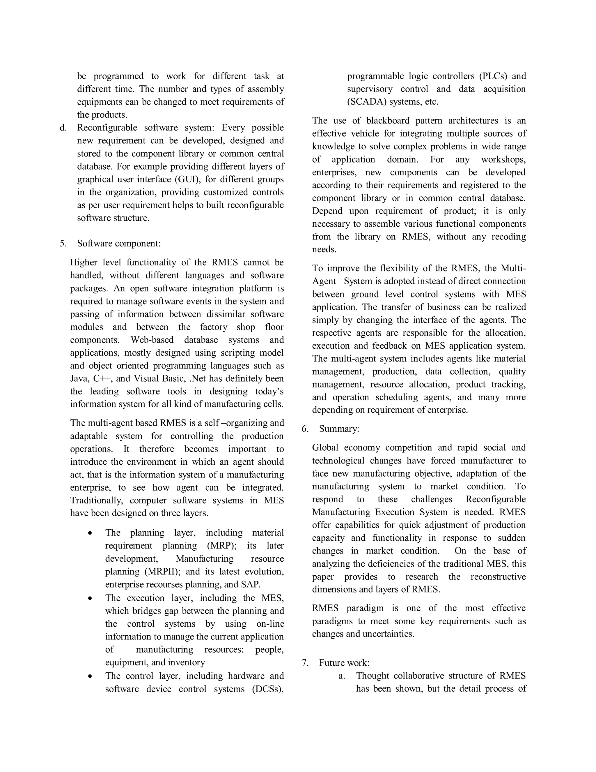 Reconfigurable Manufacturing Execution System_Literature Review | PDF
