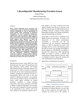 Reconfigurable Manufacturing Execution System_Literature Review | PDF