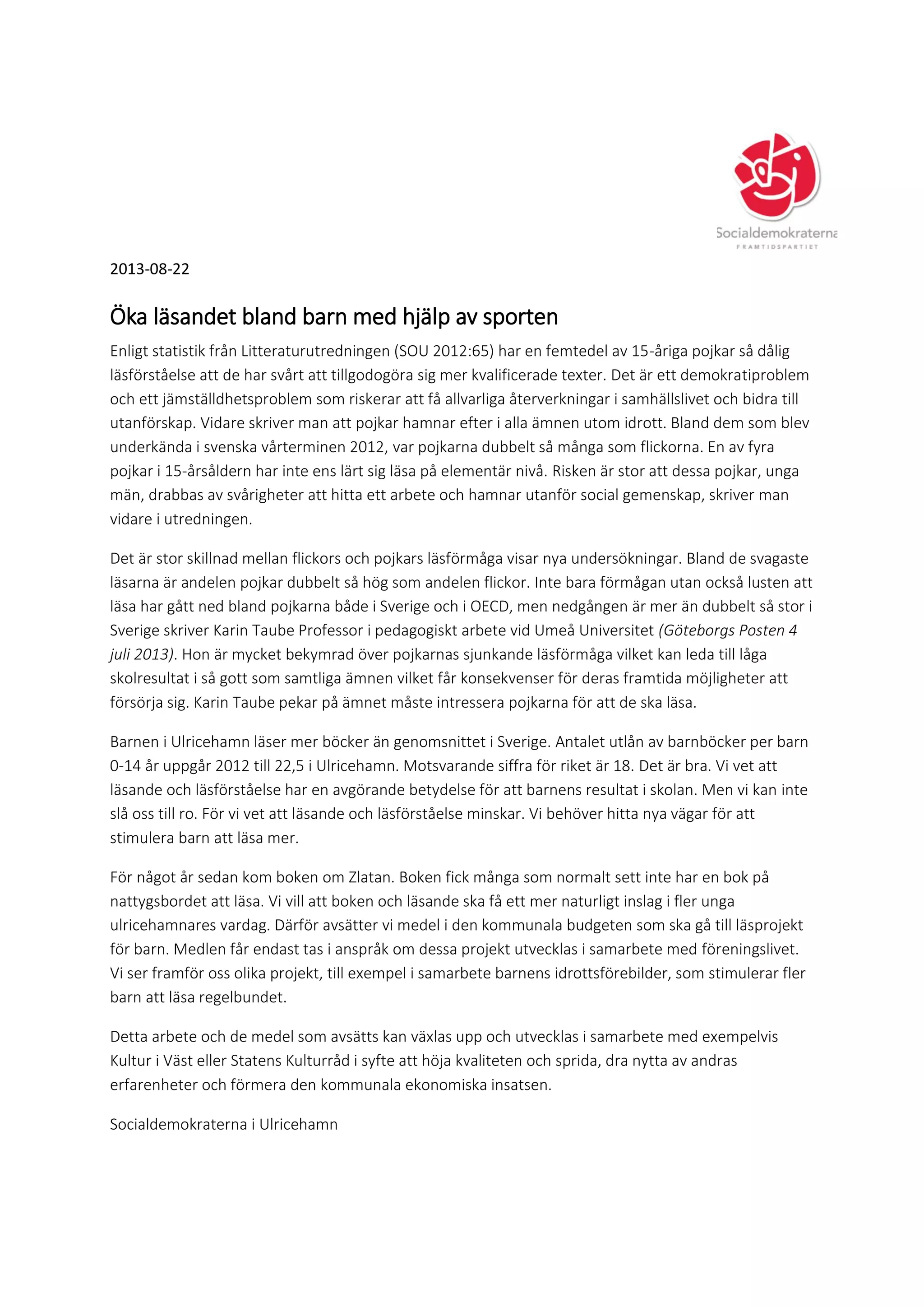 öKa läsandet bland barn | PDF