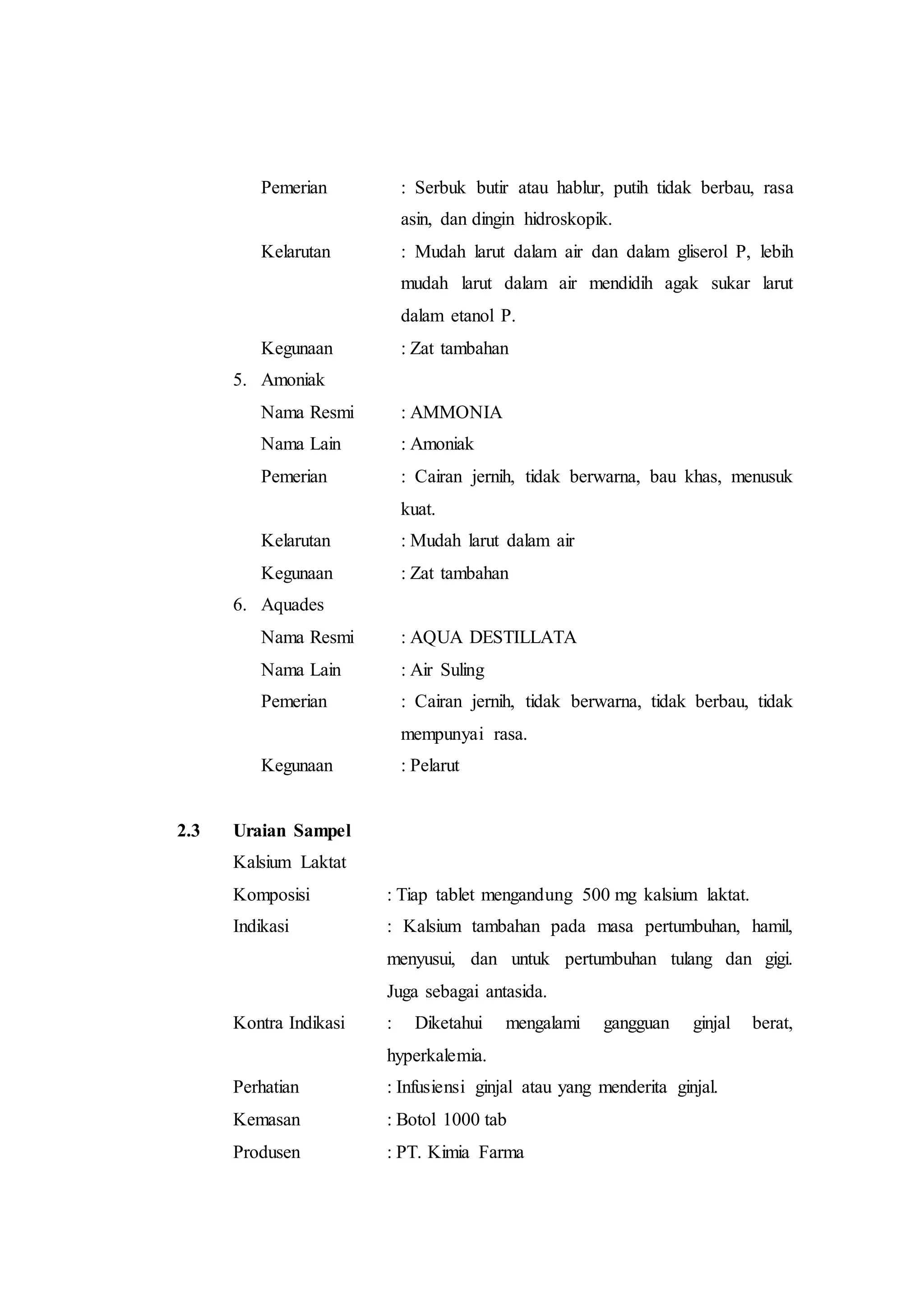 Penetapan kadar Kalsium laktat | DOCX