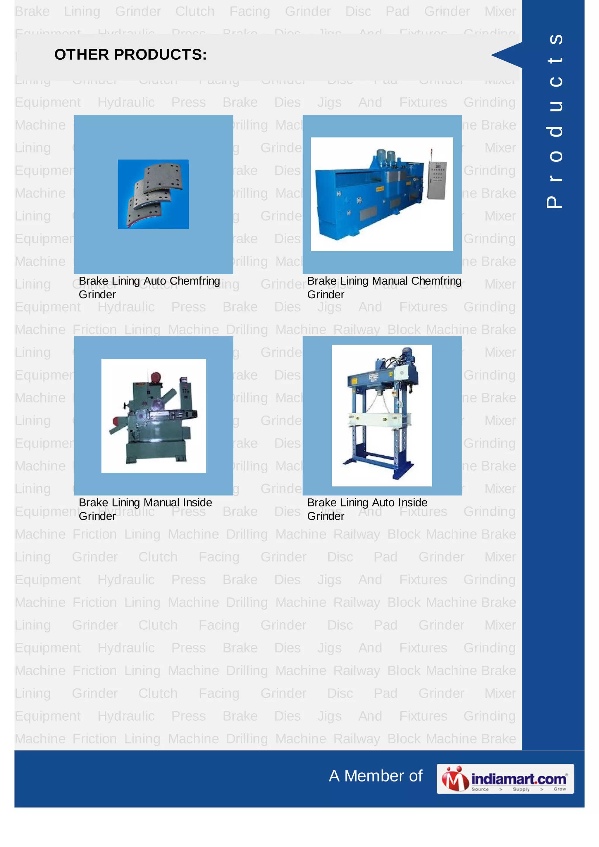 Kalson Hydromatic Machine Tools, Ghaziabad, Brake Lining Grinder | PDF