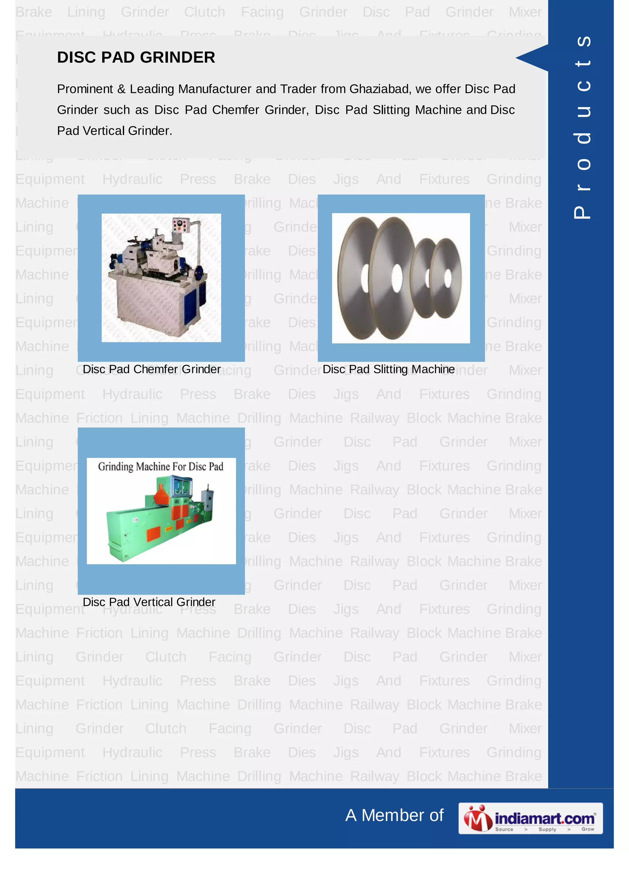 Kalson Hydromatic Machine Tools, Ghaziabad, Brake Lining Grinder | PDF