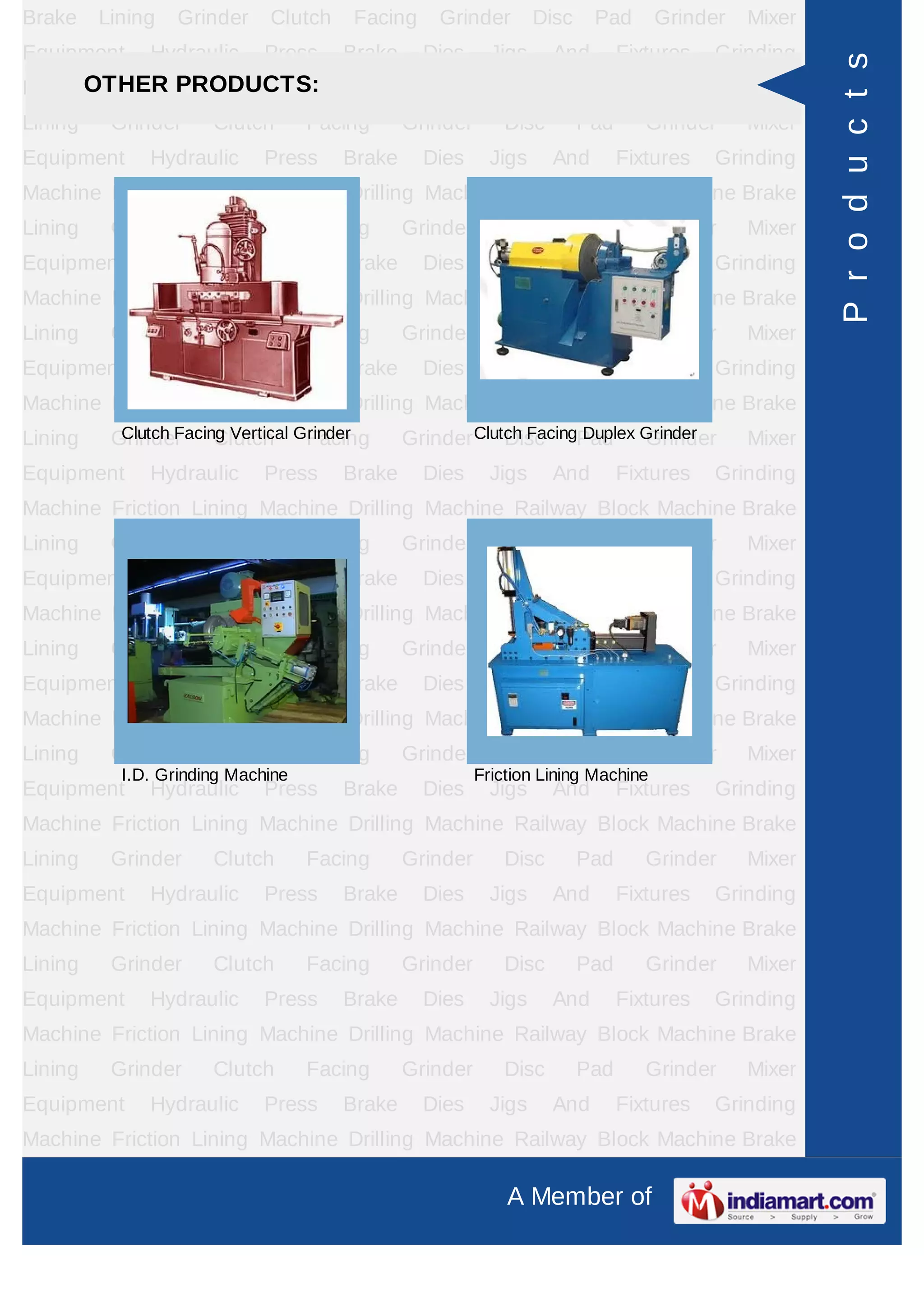 Kalson Hydromatic Machine Tools, Ghaziabad, Brake Lining Grinder | PDF