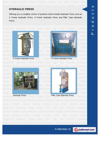 Kalson Hydromatic Machine Tools, Ghaziabad, Brake Lining Grinder | PDF