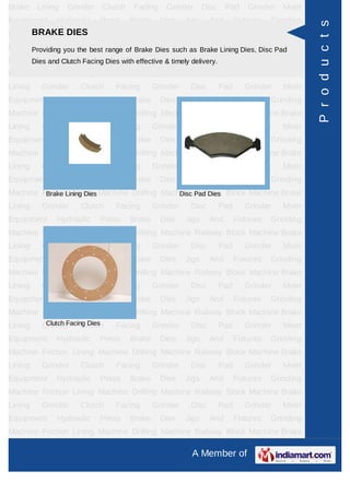 Kalson Hydromatic Machine Tools, Ghaziabad, Brake Lining Grinder | PDF