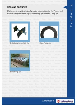 Kalson Hydromatic Machine Tools, Ghaziabad, Brake Lining Grinder | PDF