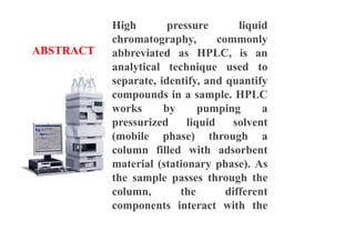 Instrumental Analysis HPLC instrumention and working | PDF