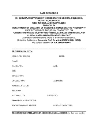 KALYANI THESIS CASE PROFORMA for MD dissertation | PDF