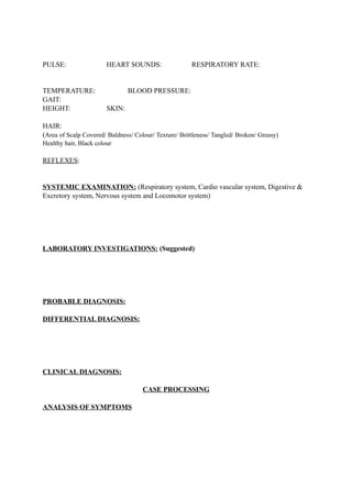 KALYANI THESIS CASE PROFORMA for MD dissertation | PDF