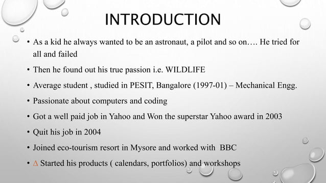 Kalyan varma - call of the wild , Entrepreneurship | PPT Kalyan varma - call of the wild , Entrepreneurship | PPT