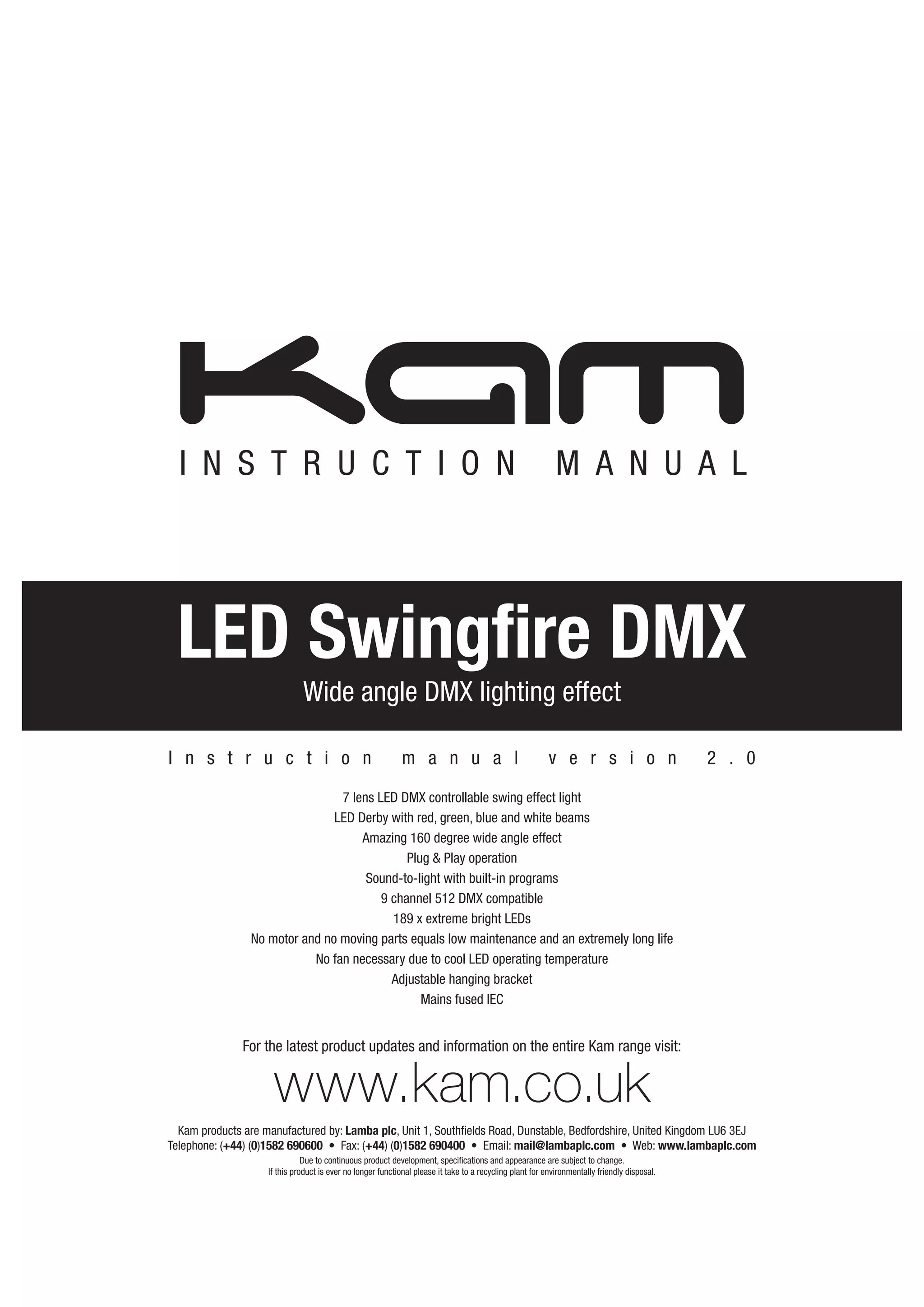 Kam led swingfire_dmx_web_manual_2 | PDF