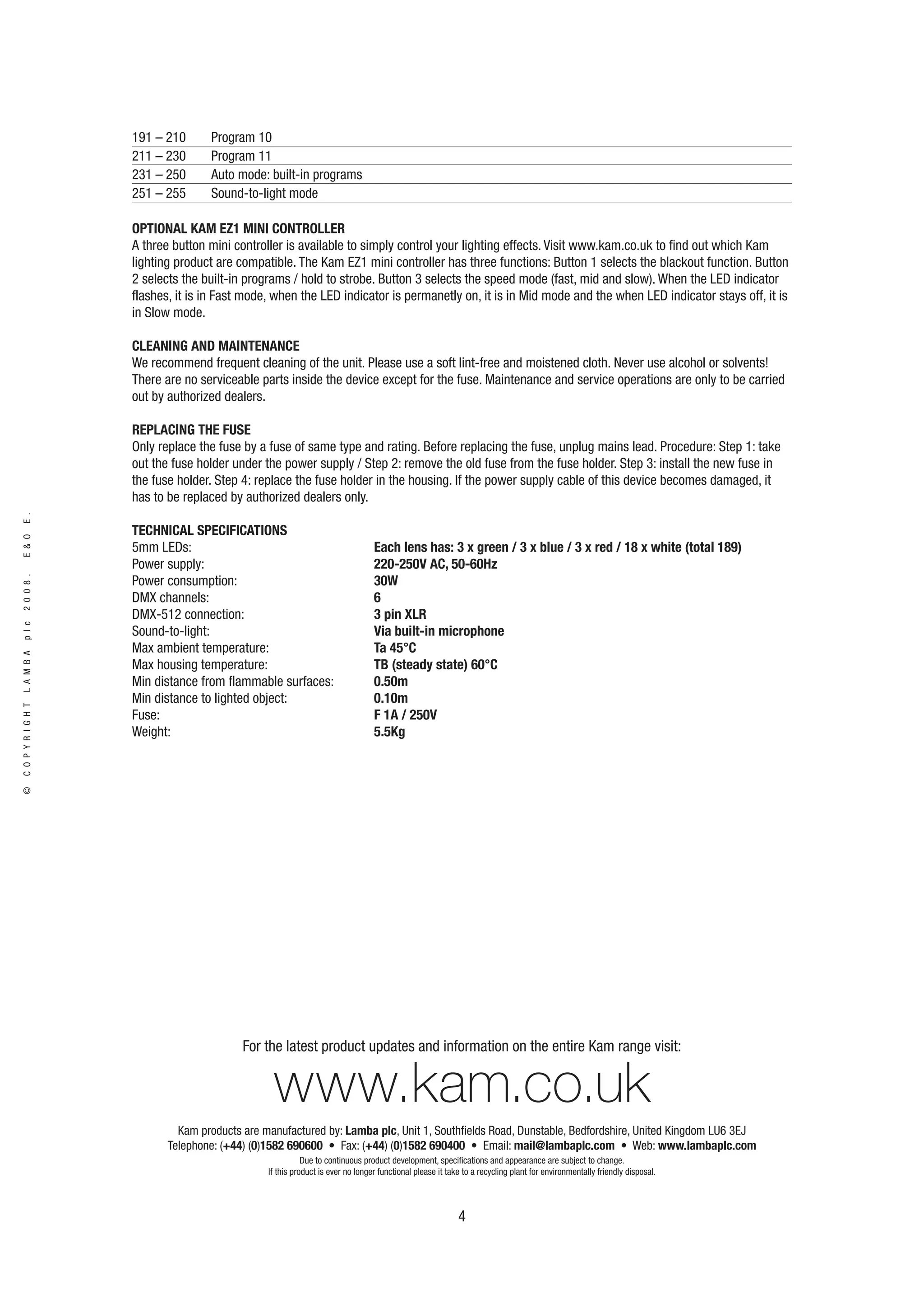 Kam led swingfire_dmx_web_manual_2 | PDF