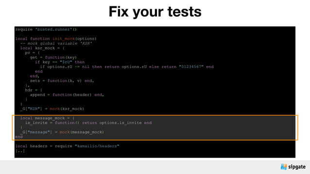 Kamailioworld 2018 - Modular and test driven SIP Routing with Lua | PPT