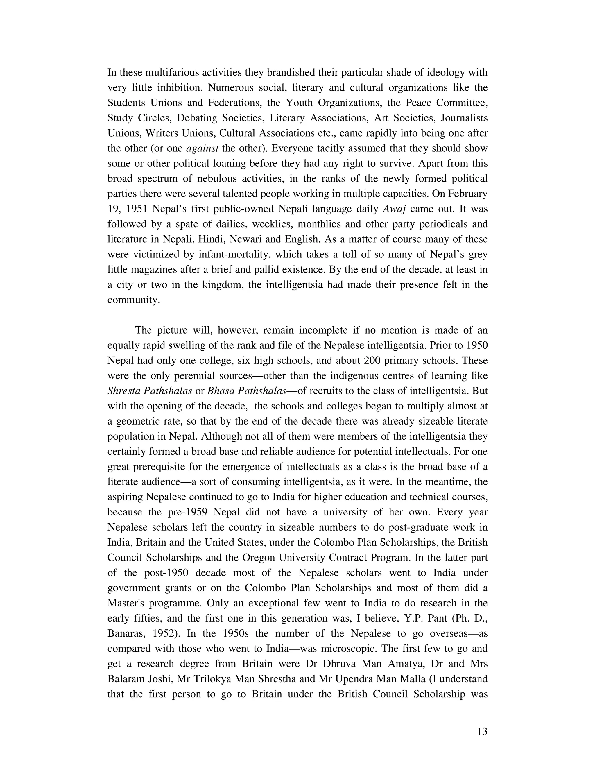 Kamal prakash malla the intellectual in nepalese. 1970 | PDF