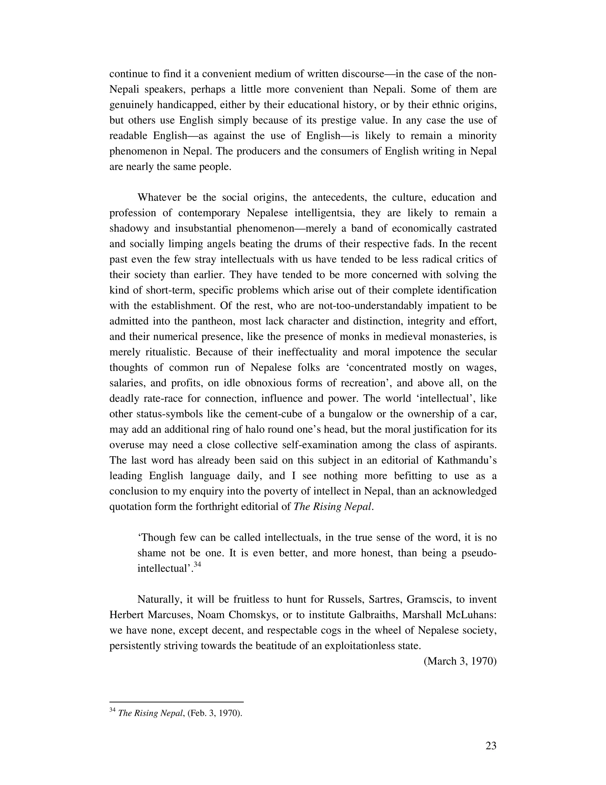 Kamal prakash malla the intellectual in nepalese. 1970 | PDF
