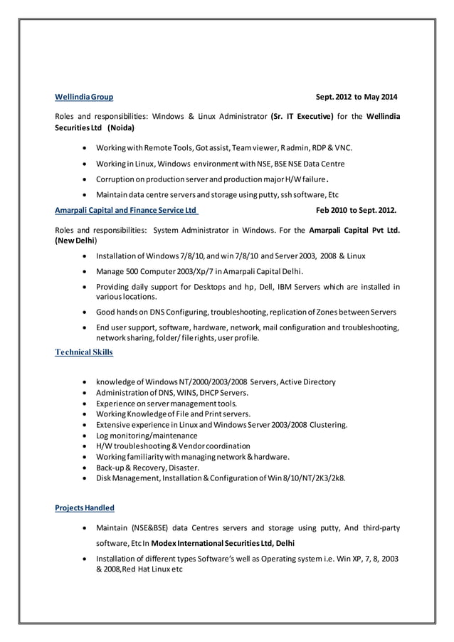 Kamal resume | DOCX | Operating Systems | Computer Software and Applications
