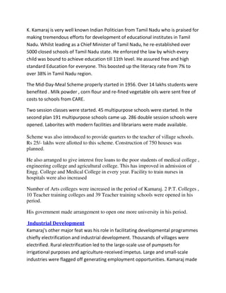 Kamarajar development plans | PDF