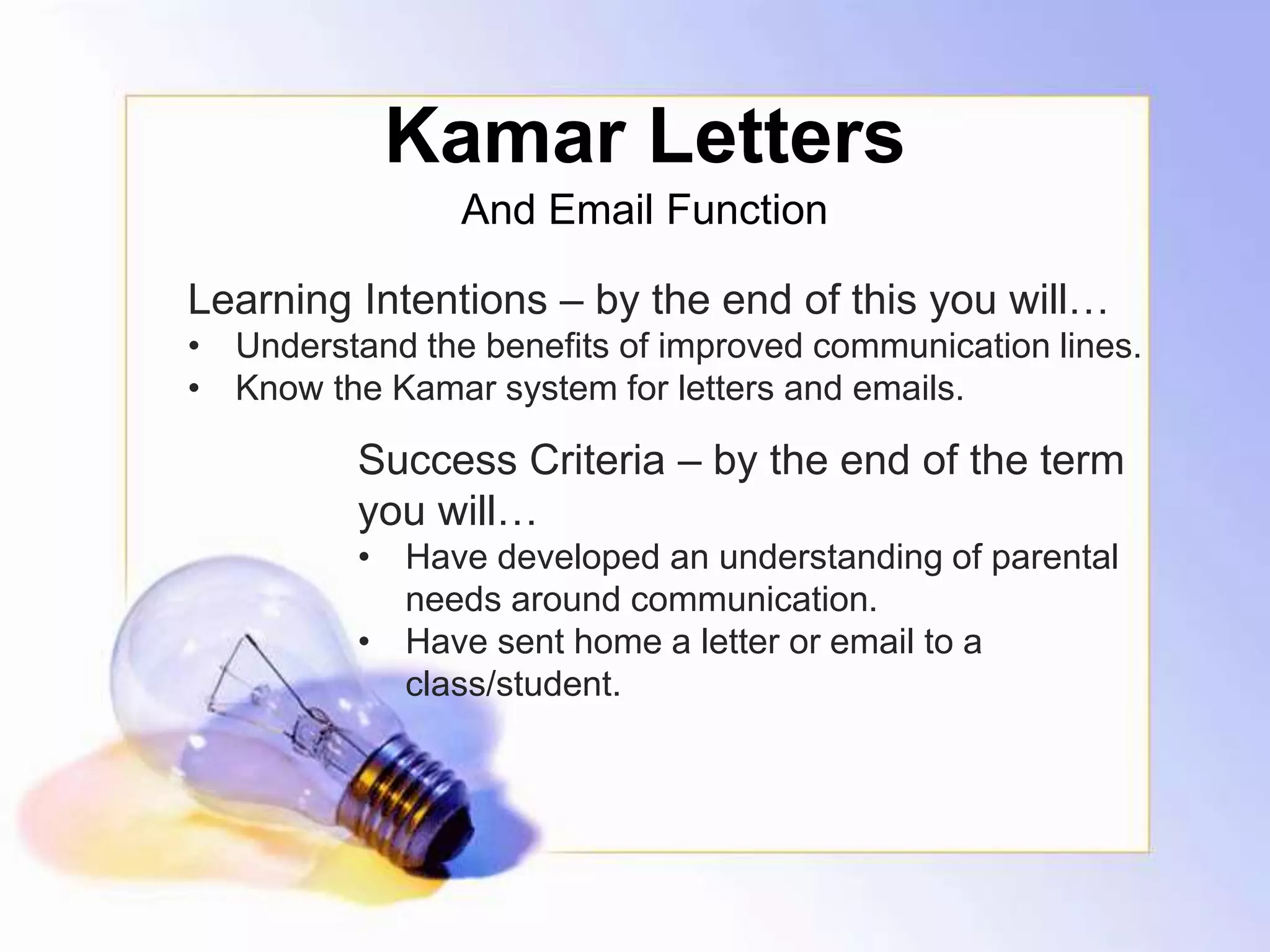 Kamar Letters March 2016 | PPTX