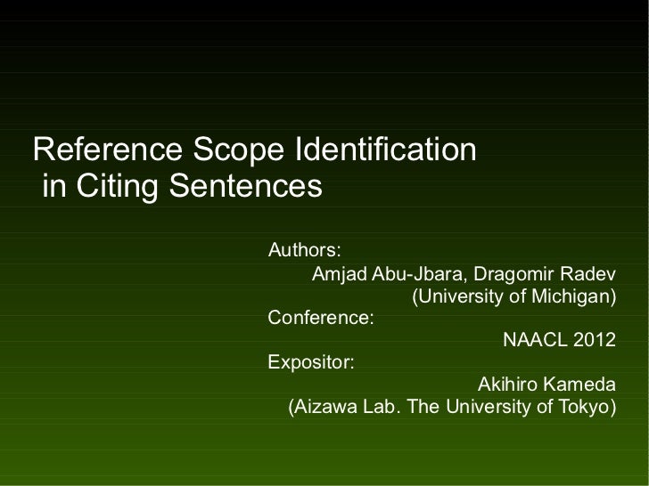 Reference Scope Identification In Citing Sentences